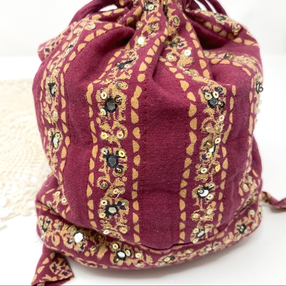 Cottage Product | Bags | Boho Hippie Aztec Beaded Embellished Bucket ...